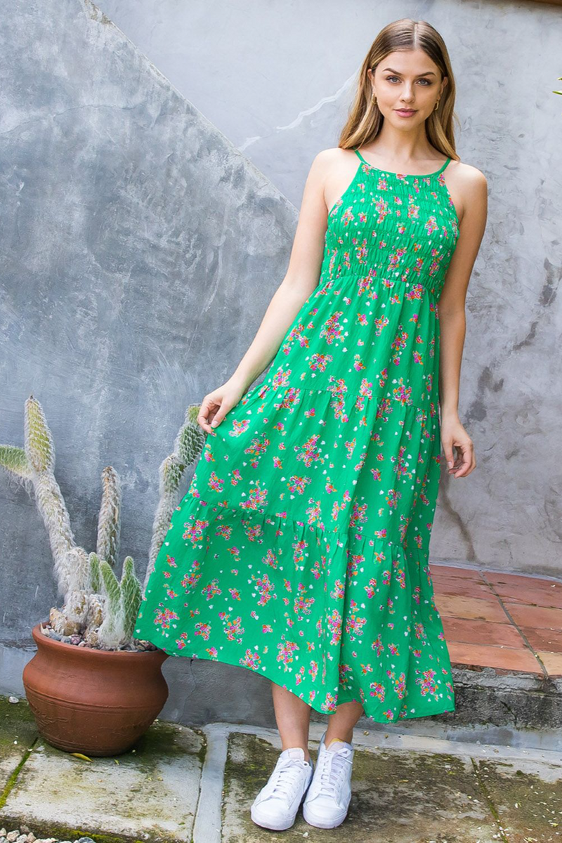 Megan Halter Smocked Floral Maxi Dress – Notice: Accessories for Living